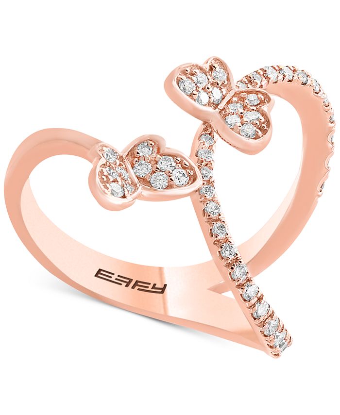 EFFY Collection EFFY® Diamond Butterfly Heart Ring (3/8 ct. t.w.) in ...