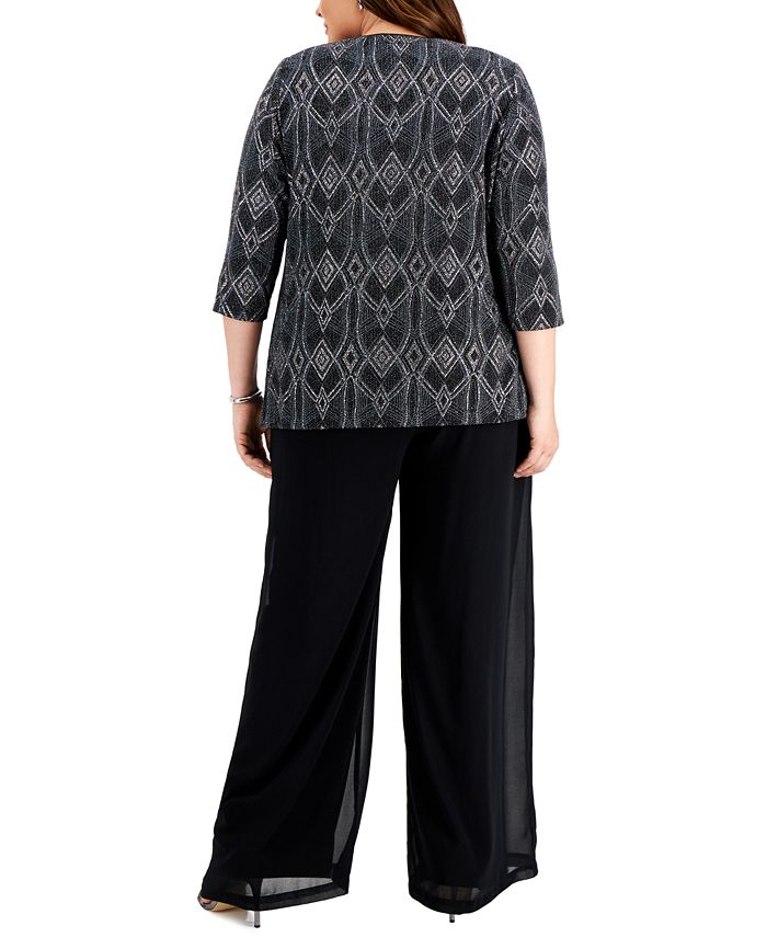 Alex Evenings Plus Size Metallic Jacquard Top & Jacket Twinset - Macy's