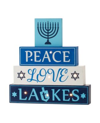 Glitzhome 11" L Hanukkah LED Lighted Wooden Block Word Sign & Reviews ...