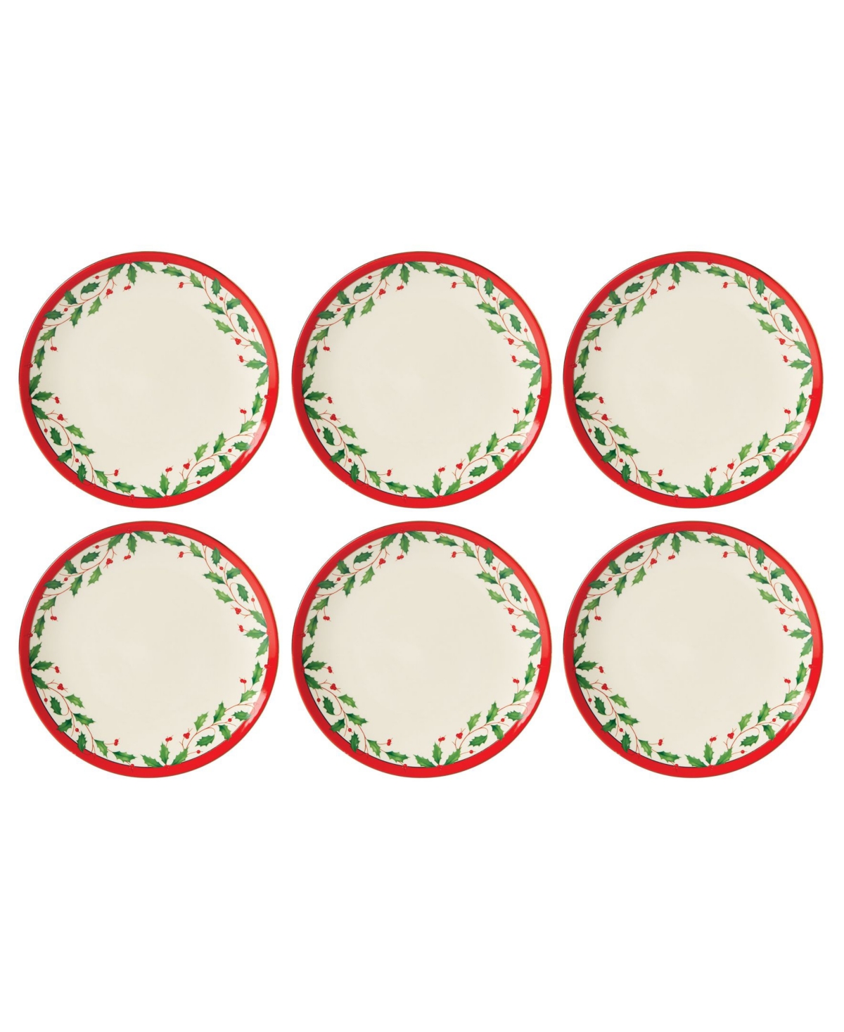 Click here for Holiday Accent Plate  Set of 6 - Red  Green and Iv... prices