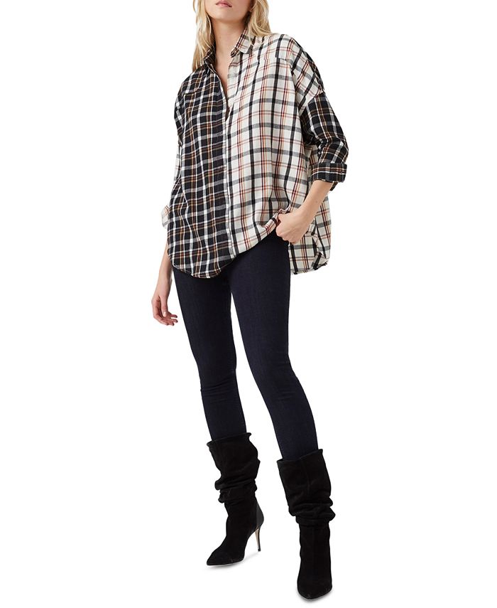 French Connection Cotton Panita Striped Colorblocked Popover Shirt - Macy's