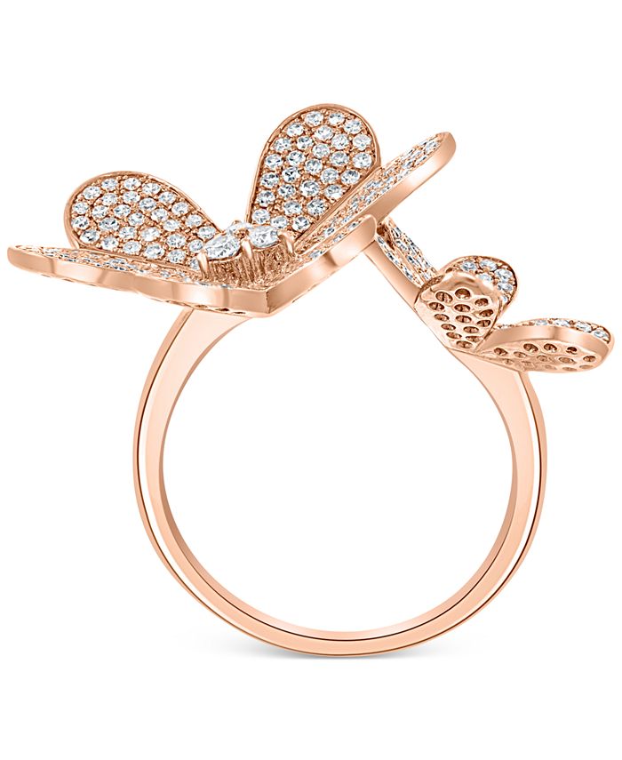 EFFY Collection EFFY® Diamond Flower Ring (1-1/5 ct. t.w.) in 14k Rose ...