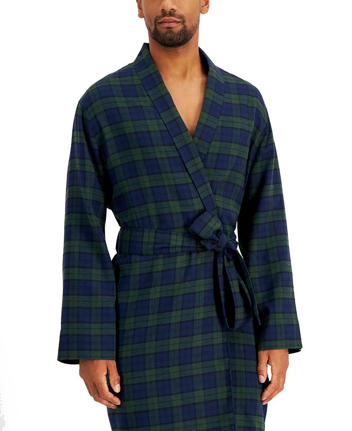 Club Room Men's Plaid Shawl Collar Flannel Robe, Created for Macy's ...