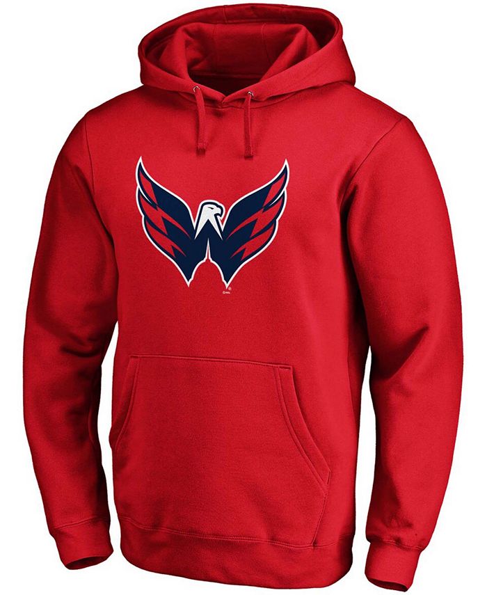 Fanatics Men's Red Washington Capitals Primary Logo Pullover Hoodie ...