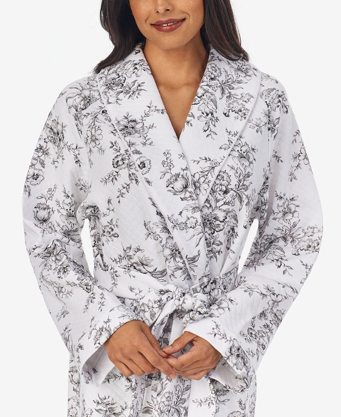 Eileen West Printed Diamond-Quilt Wrap Robe - Macy's