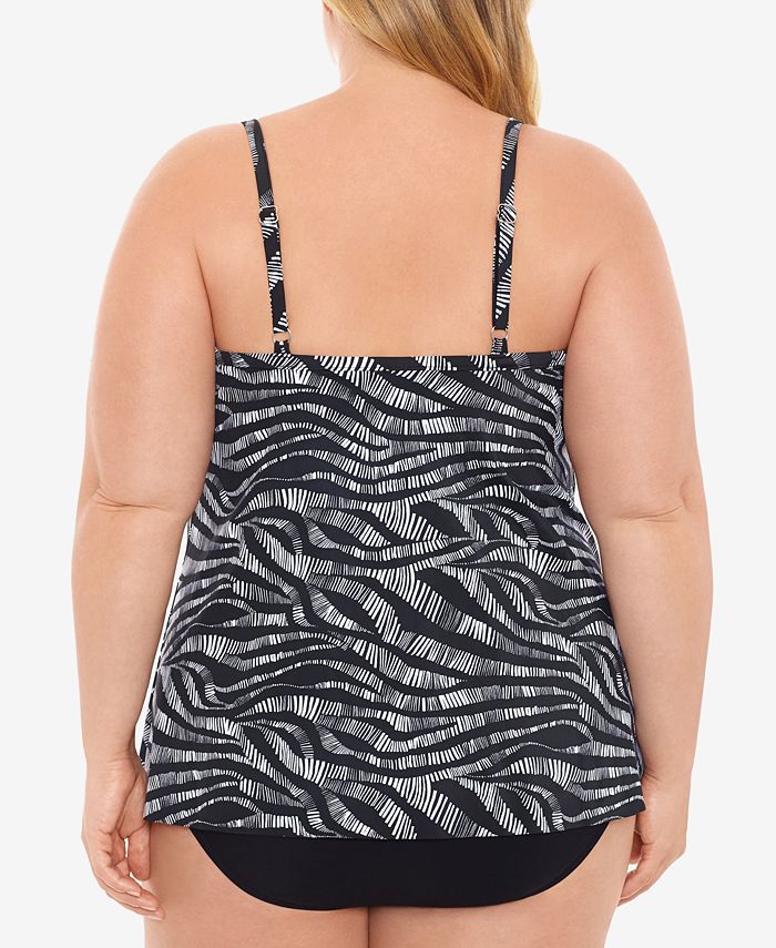Swim Solutions Plus Size Flyaway Tummy Control Fauxkini One Piece