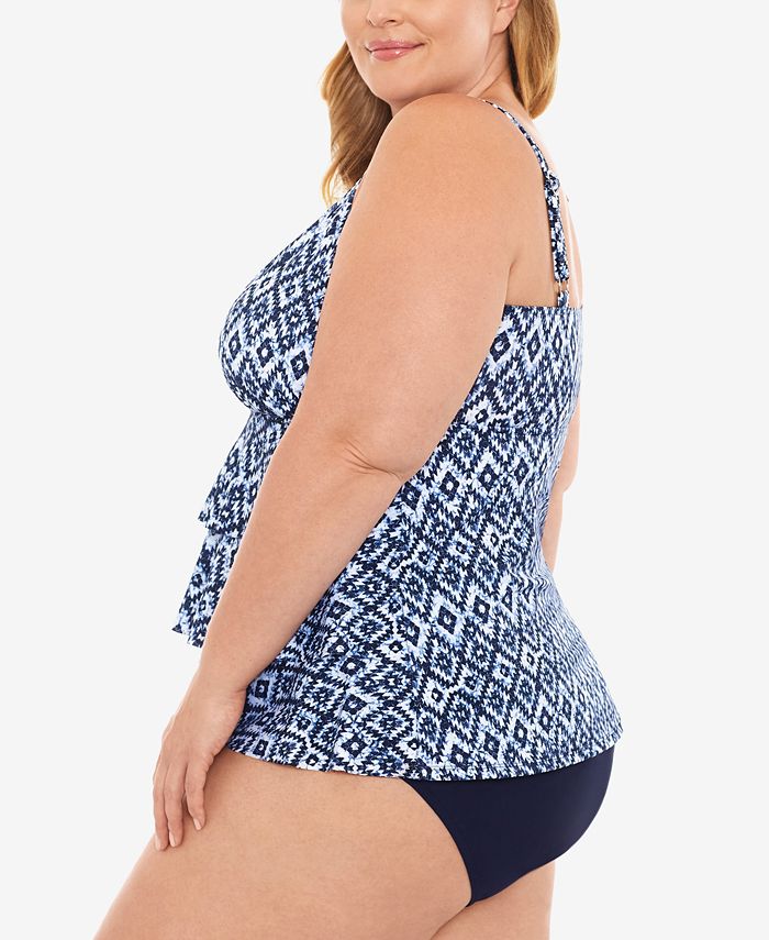 Swim Solutions Plus Size Triple Tier Tummy Control Fauxkini One Piece