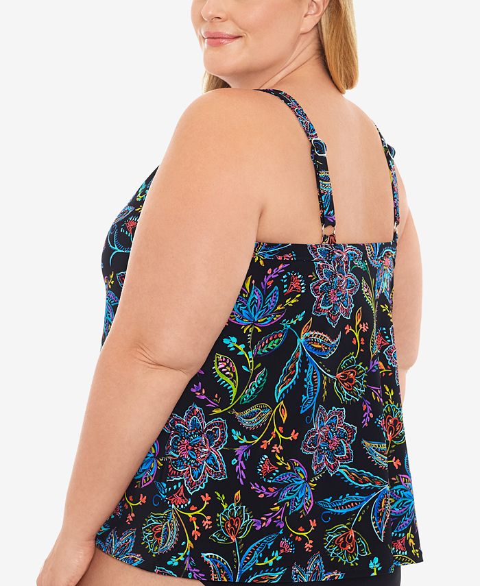 Swim Solutions Plus Size High Neck Underwire Tankini Top Created For