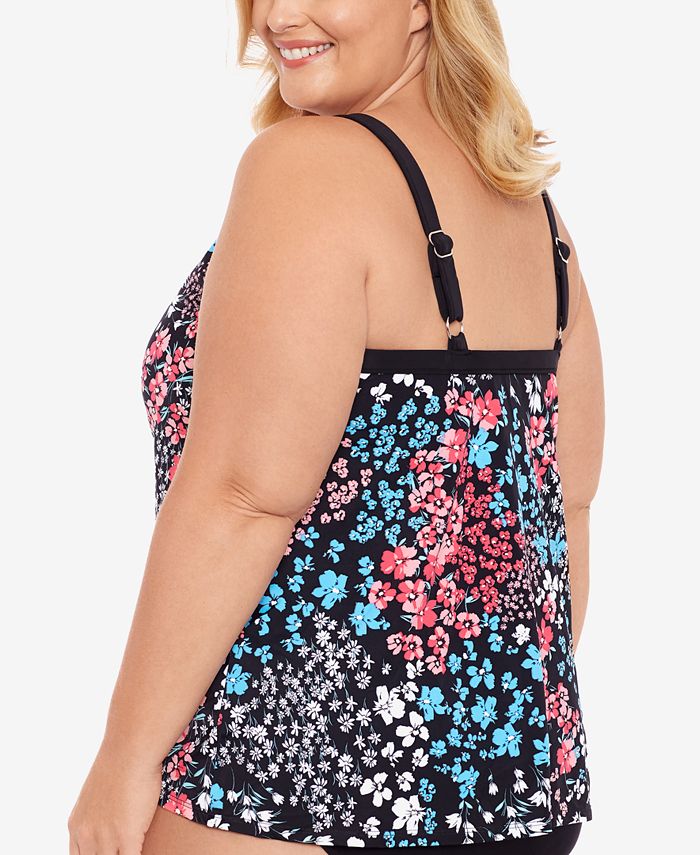 Swim Solutions Plus Size High Neck Underwire Tankini Top Macys