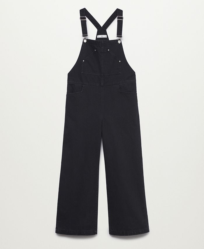 MANGO Women's Wide-Leg Denim Dungarees - Macy's