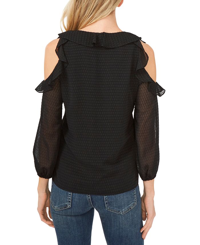Cece Womens Long Sleeve Ruffled Cold Shoulder Blouse And Reviews Tops