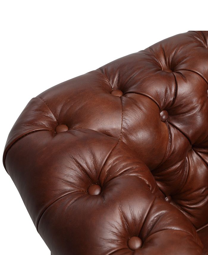 Furniture CLOSEOUT! Calvine 39" Leather Self Centering Swivel Chair ...