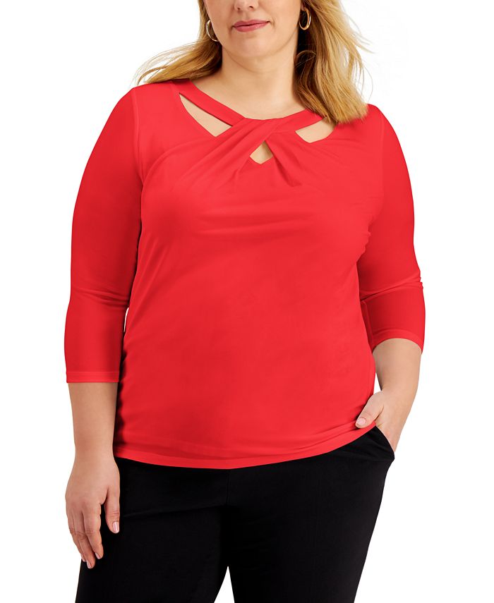 Kasper Plus Size Twist Neck Top And Reviews Tops Women Macys