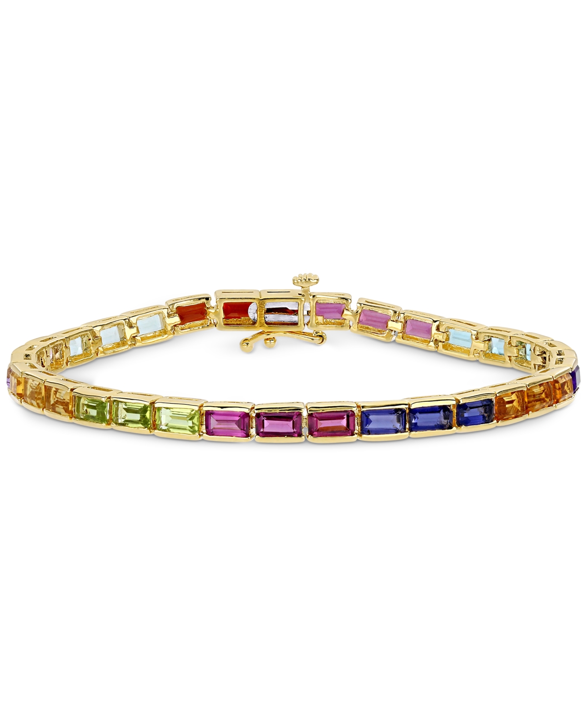 Click here for Multi-Gemstone Baguette Link Bracelet in 18k Gold-... prices