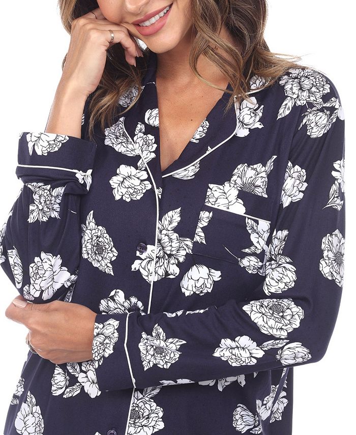 White Mark Women's Long Sleeve Floral Pajama Set, 2-Piece & Reviews ...
