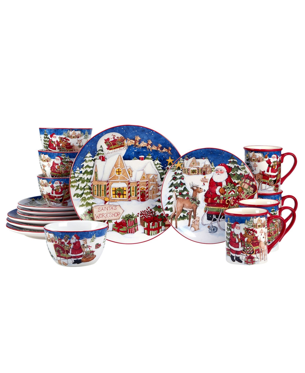 Click here for Santas Workshop 16 Piece Dinnerware Set - Blue  Re... prices