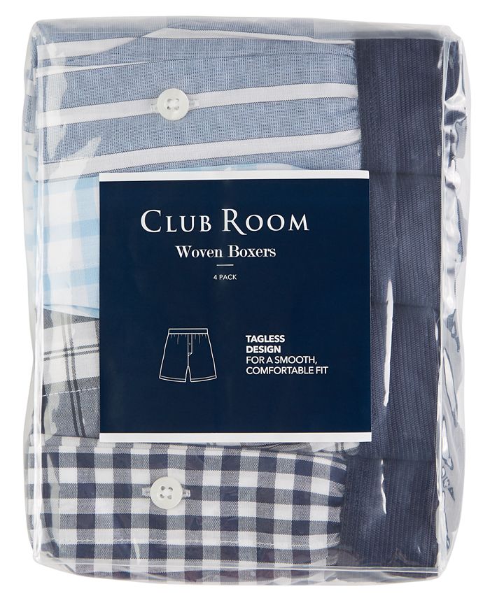 Club Room Men's 4-Pk. Cotton Boxers, Created for Macy's - Macy's
