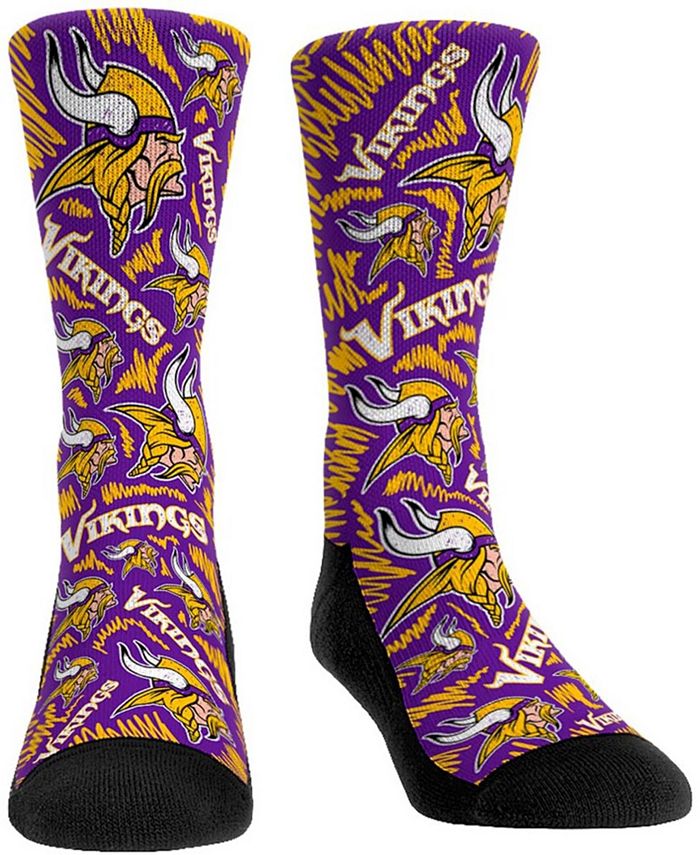 Rock 'Em Men's Minnesota Vikings Logo Sketch Multi Crew Socks - Macy's