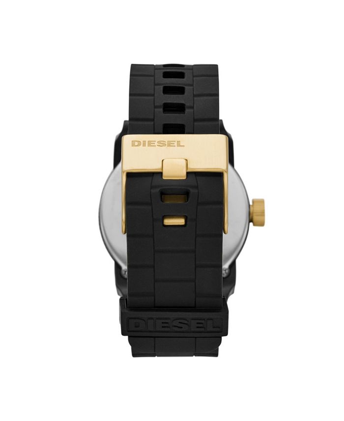Diesel Men's Double Down Black Silicone Strap Watch, 44mm - Macy's