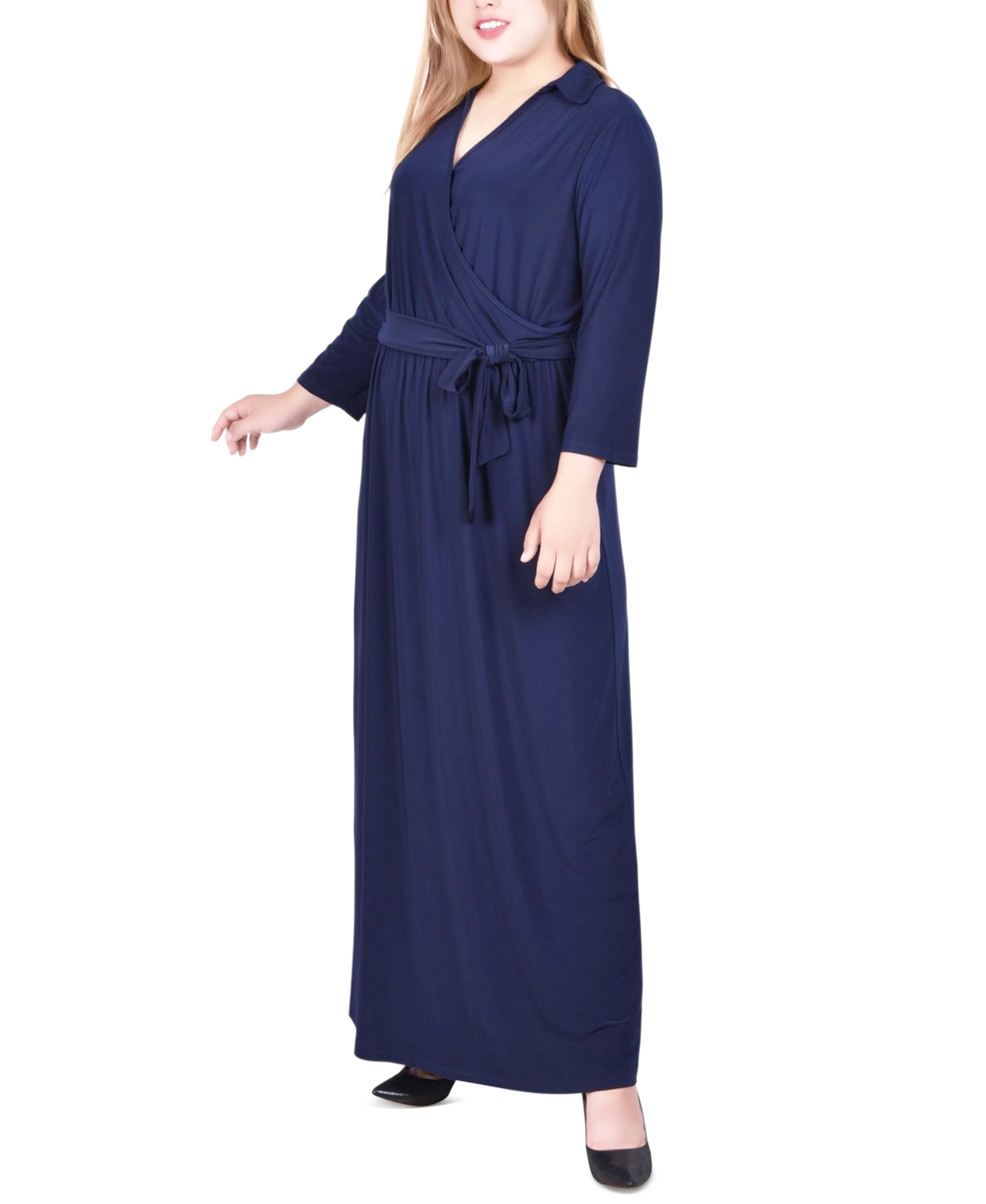 Click here for Ny Collection Plus Size Faux-Wrap Maxi Dress - Nav... prices
