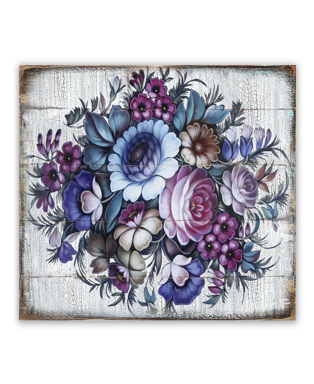 Designocracy Floral Composition Rustic Wood Block Home Decor, 8" X 6 ...
