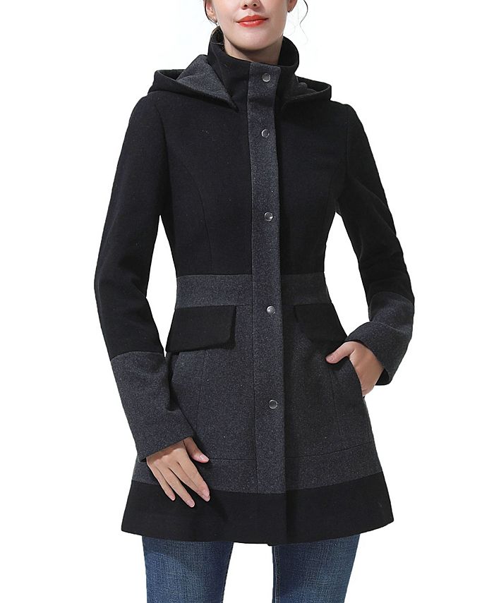 kimi + kai Women's Colorblock Wool Hooded Coat - Macy's