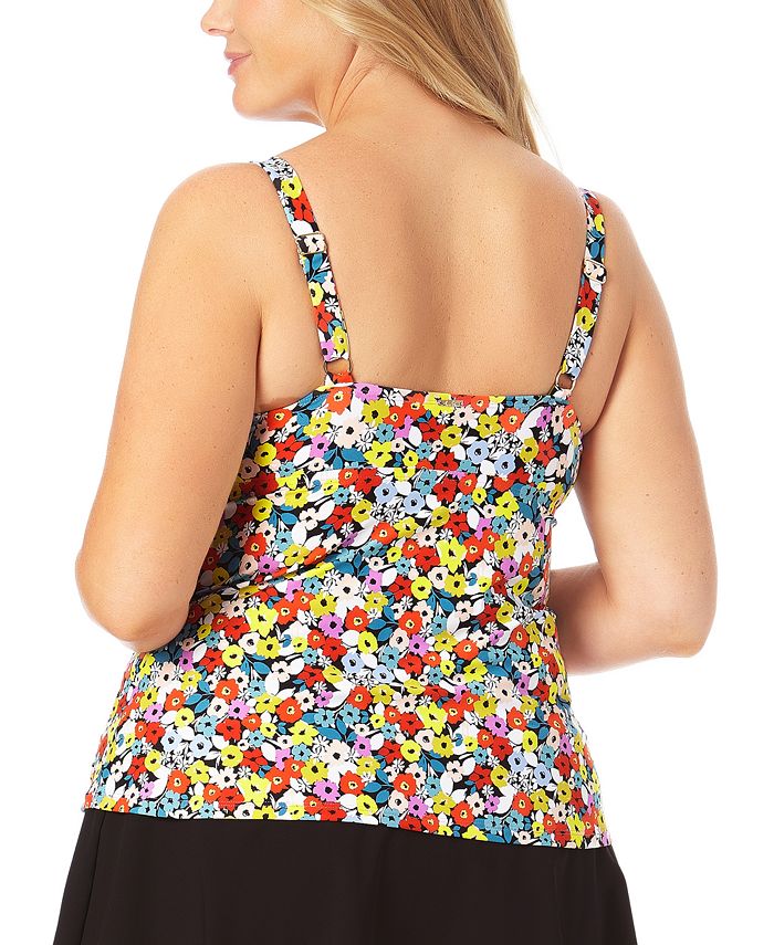 Anne Cole Plus Size Floral-Print Underwire Tankini Top - Macy's