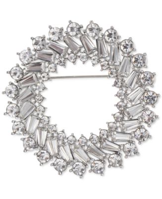 Charter Club Silver-Tone Multi-Crystal Wreath Pin, Created for Macy's ...