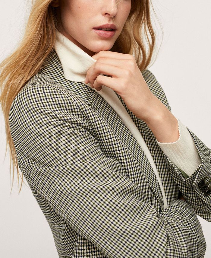 MANGO Women's Check Suit Blazer - Macy's