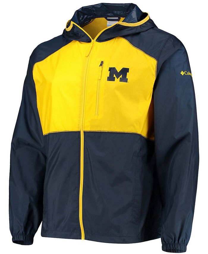 Columbia Men's Navy, Maize Michigan Wolverines Flash Forward Hoodie Full-Zip Lightweight ...