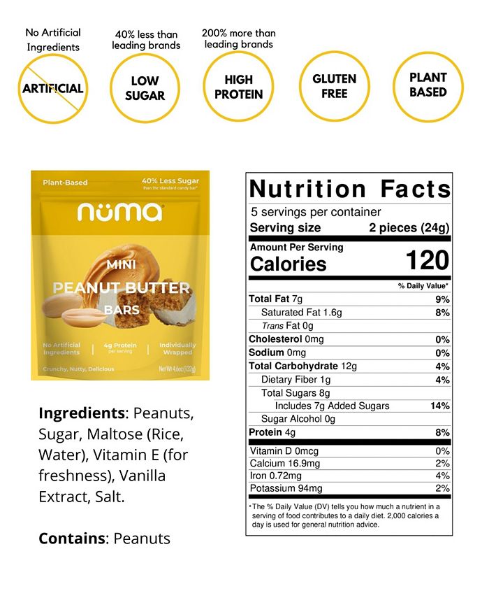 Numa 4.2 Oz Mini Peanut Butter Bars Pack, 6 Pieces - Macy's