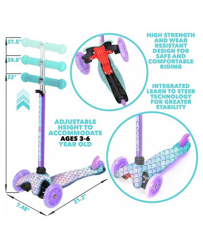 Rugged Racers Mini Deluxe Mermaid Design 3 Wheel Scooter with LED ...