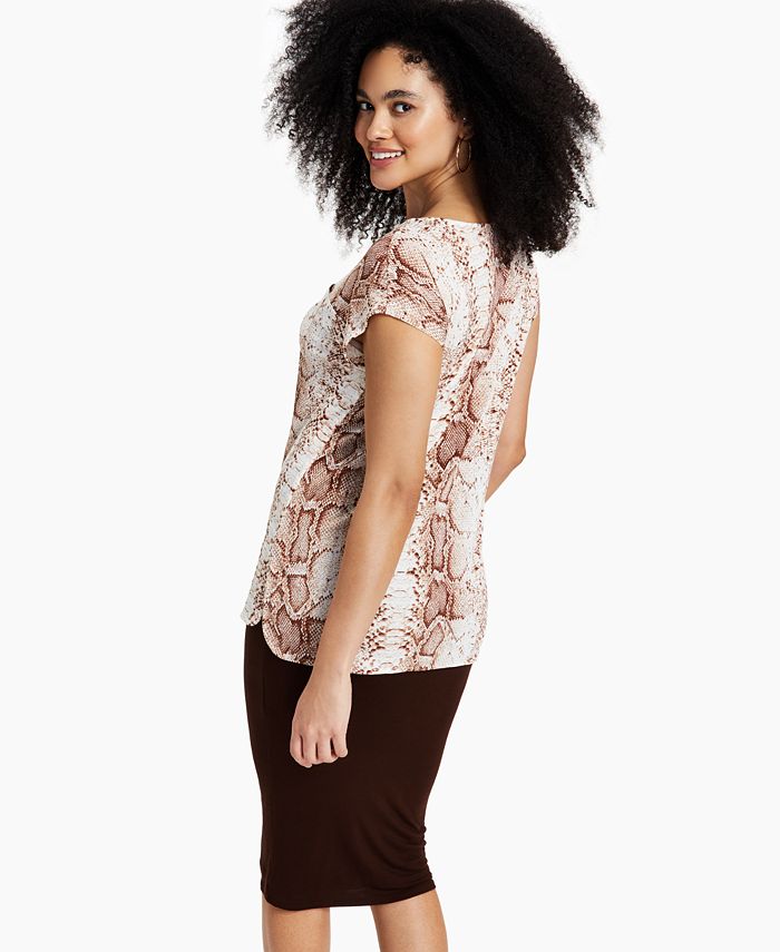 Bar III Python-Print Pocket Top, Created for Macy's & Reviews - Tops ...