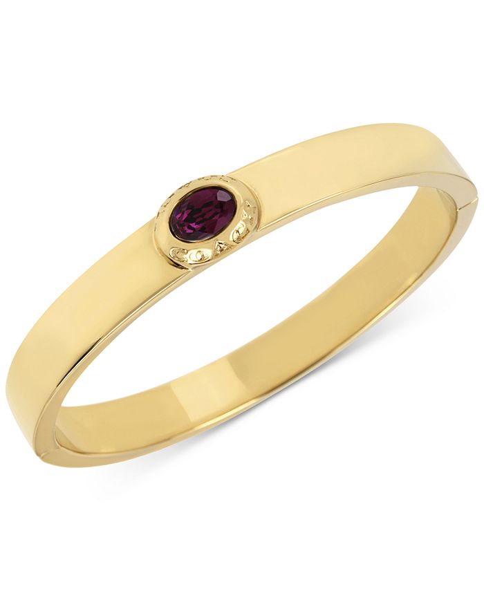 COACH Gold-Tone Signature Logo & Color Crystal Bangle Bracelet - Macy's