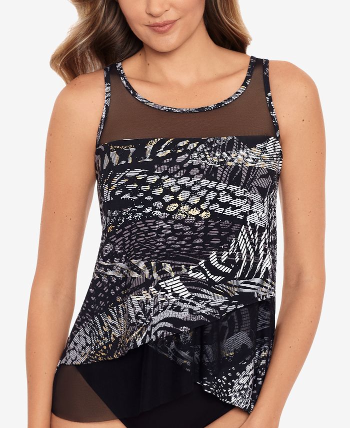 Miraclesuit Mirage Printed Mesh Trim Underwire Tankini Top Macys