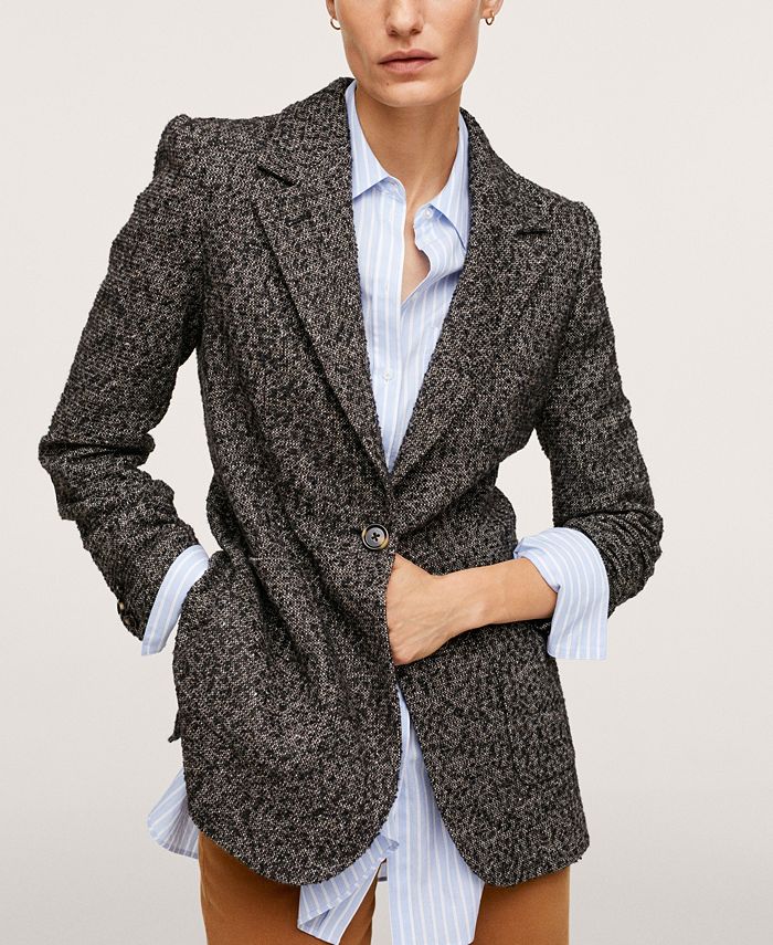 MANGO Women's Cotton Knit Blazer - Macy's