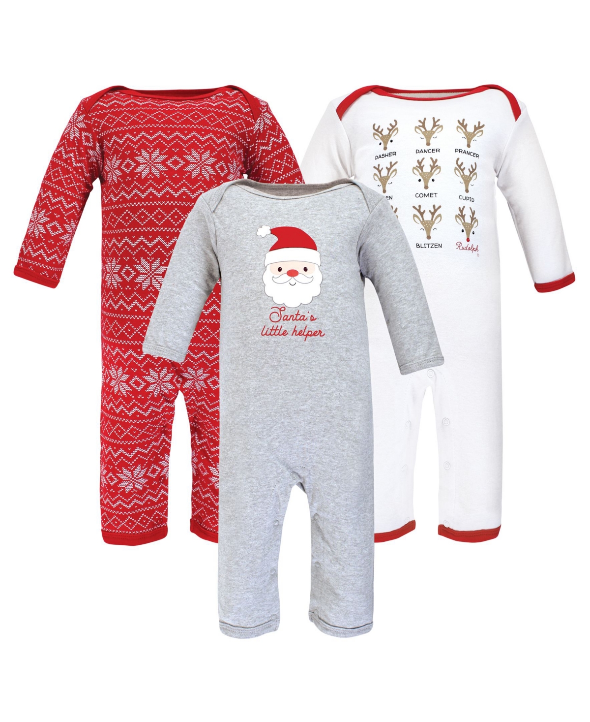 Click here for Hudson Baby Triple Full-Body Suit Pack - Santa Rei... prices