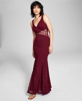 Trixxi Juniors' Lace-Detail Gown - Macy's