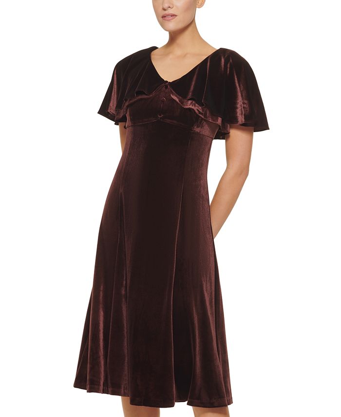 DKNY Velvet Caplet Dress - Macy's