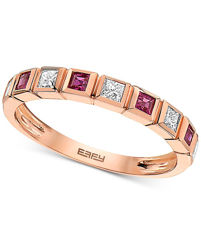 EFFY Collection EFFY® Ruby (1/4 ct. t.w.) & Diamond (1/5 ct. t.w.) Band ...