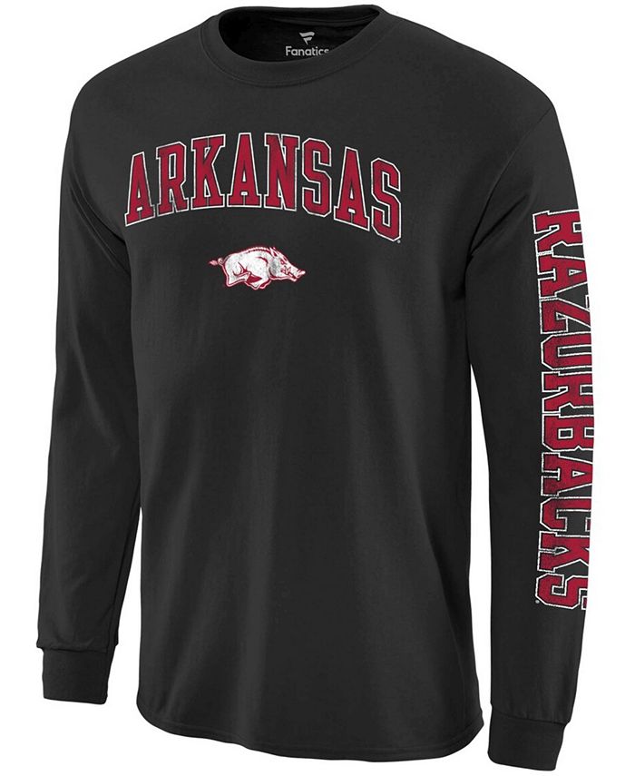 Fanatics Men's Black Arkansas Razorbacks Distressed Arch Over Logo Long ...