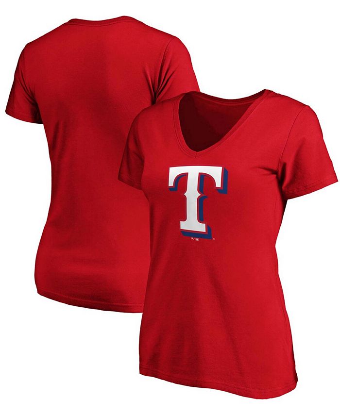 Fanatics Women's Red Texas Rangers Core Official Logo V-Neck T-shirt ...