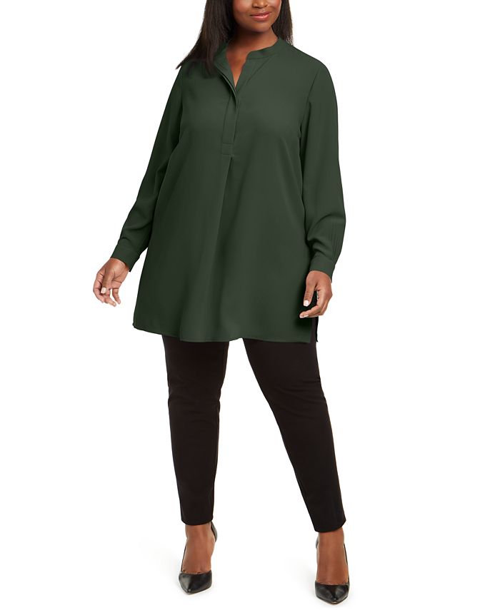 Anne Klein Plus Size Longer Length Nehru Tunic - Macy's