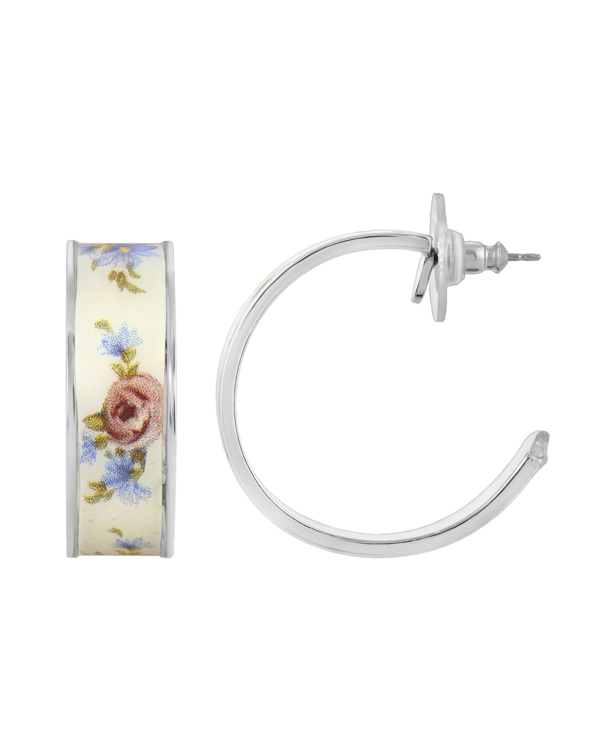 Click here for 2028 Large Floral Hoop Earrings - Pink prices