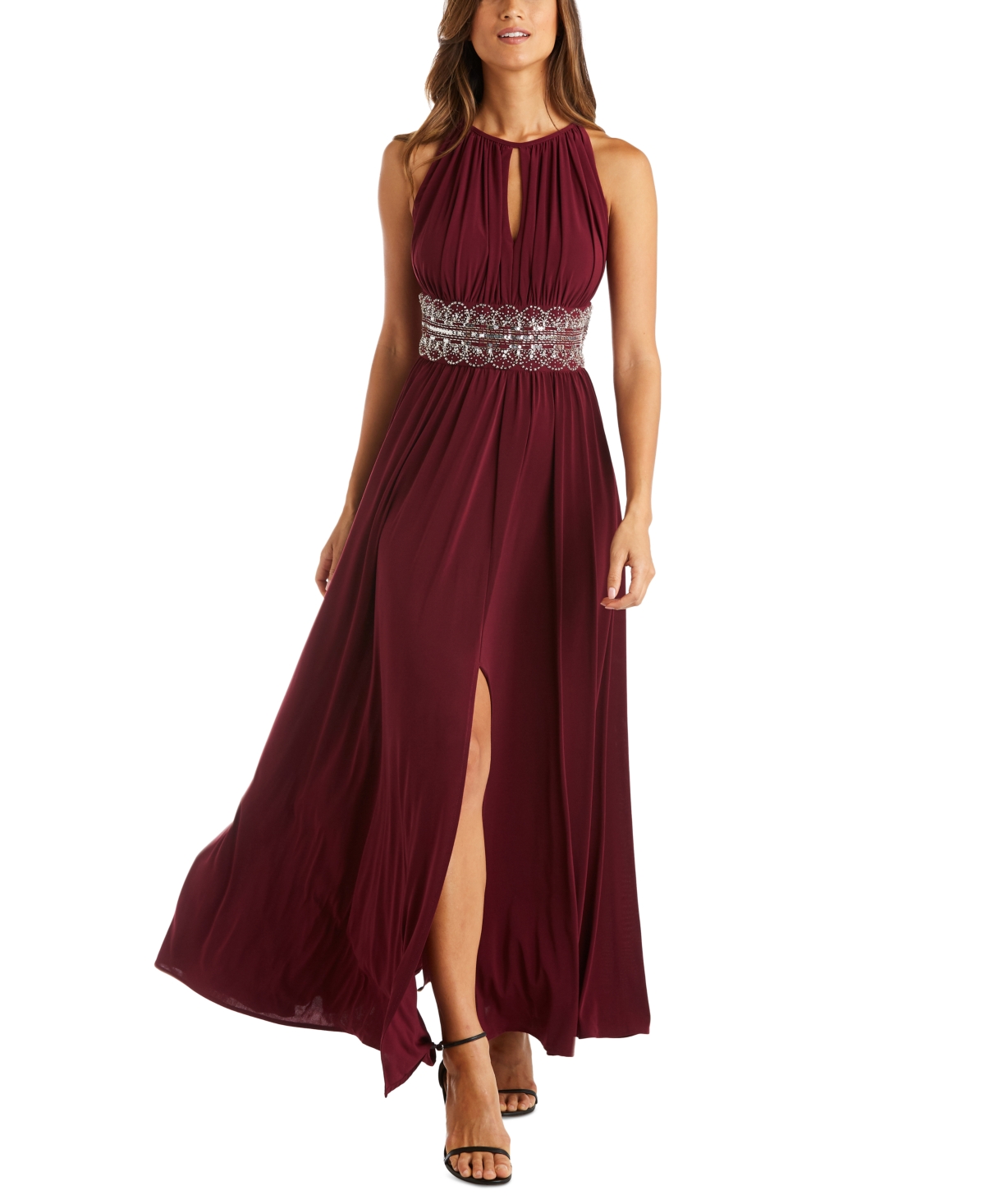 Click here for R&M Richards Petite Beaded Gown - Merlot prices