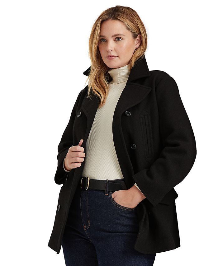 Lauren Ralph Lauren Plus-Size Wool Twill Peacoat - Macy's