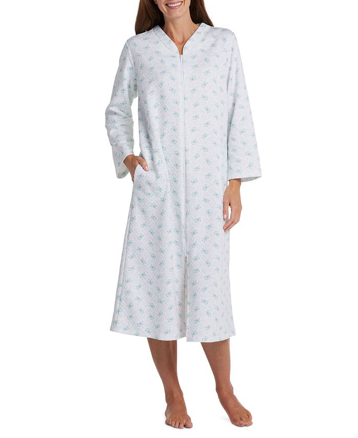 Miss Elaine Printed Long Sleeve Long Zipper Robe - Macy's