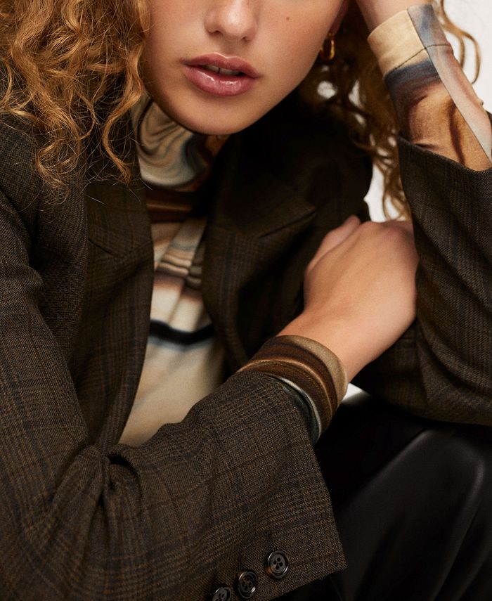 MANGO Women's Wrap Check Blazer - Macy's