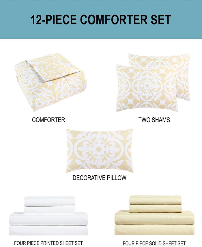 Keeco Aerin Medallion 12-Pc. California King Comforter Set, Created for ...