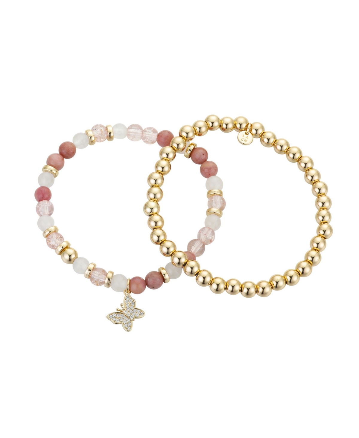 Click here for 14K Gold Flash-Plated Pink Stone And Gold Bead But... prices